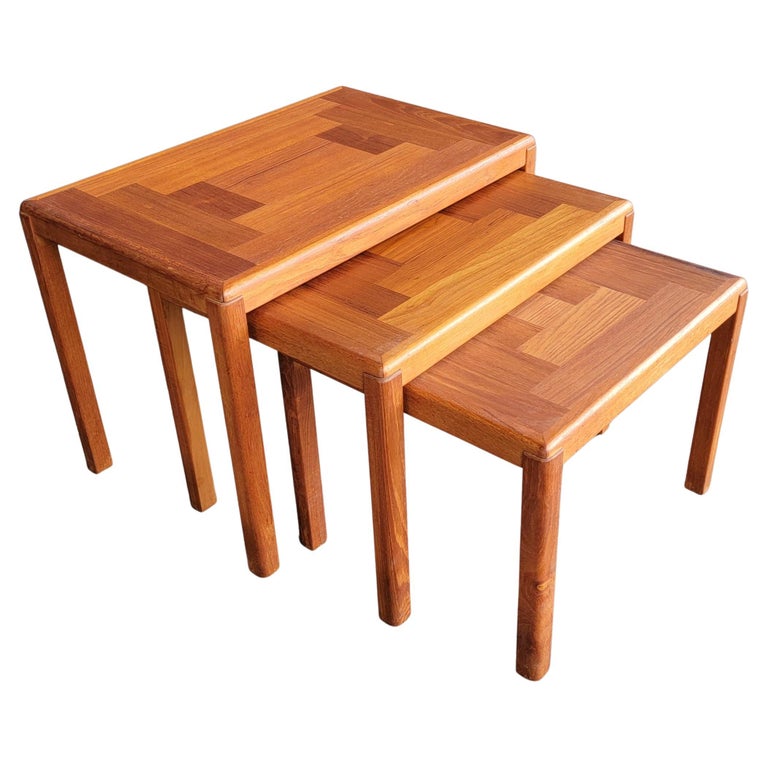 Teak Danish Modern Patchwork Nesting Tables by Vejle Stole Denmark For ...