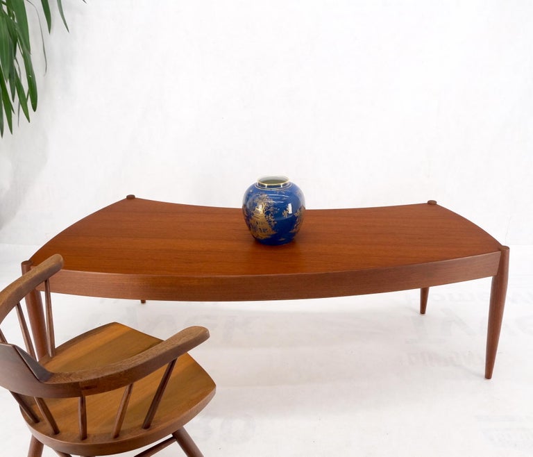 Teak Danish Modern Wrap Around Fan Shape Coffee Table Dowel Tapered ...