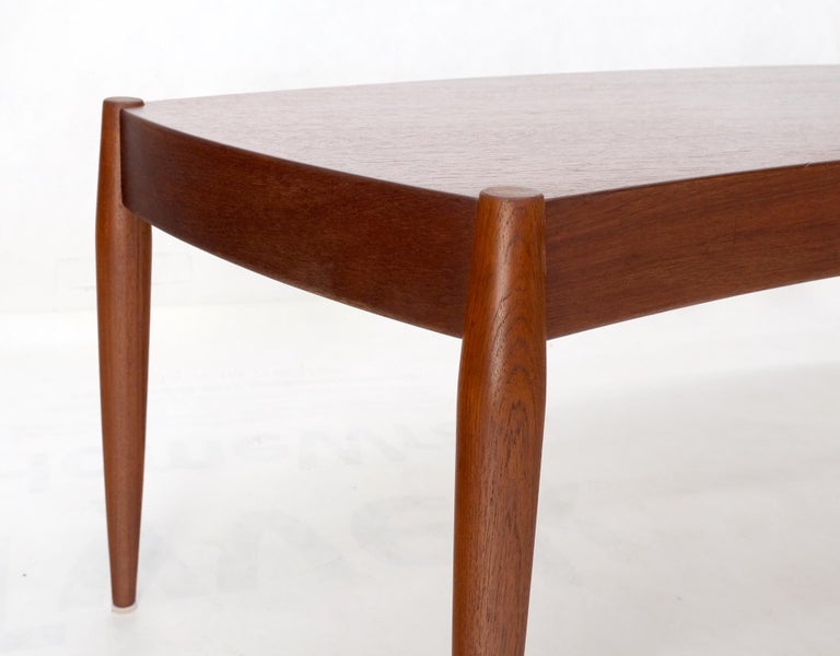 Teak Danish Modern Wrap Around Fan Shape Coffee Table Dowel Tapered ...