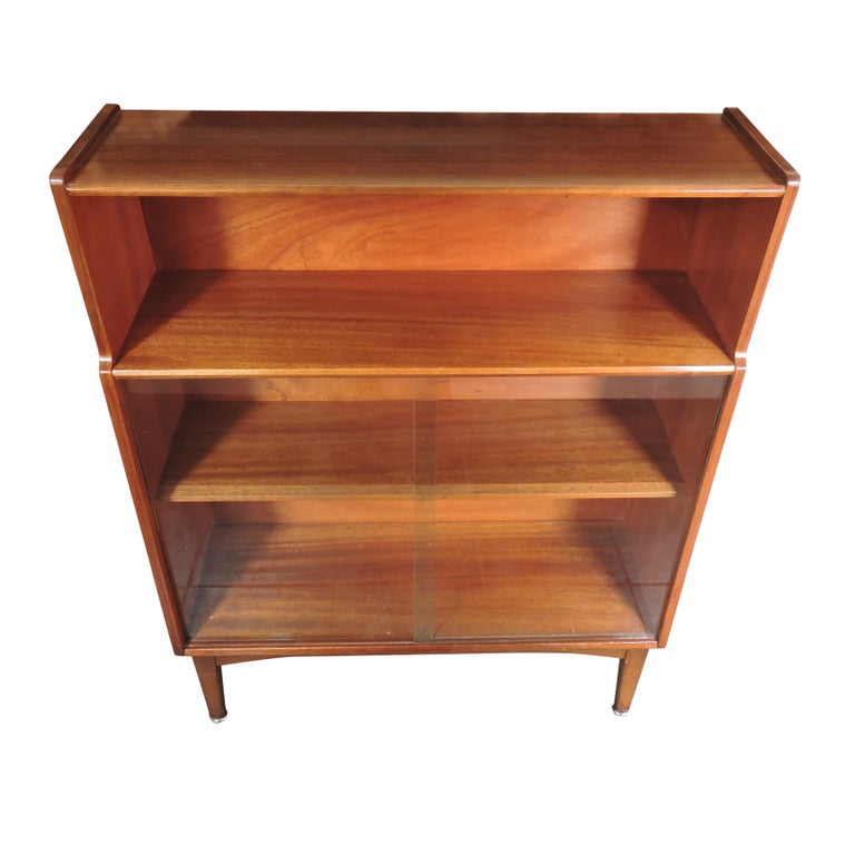 Teak Glass Fronted Bookcase by Nathan, 1960s at 1stDibs
