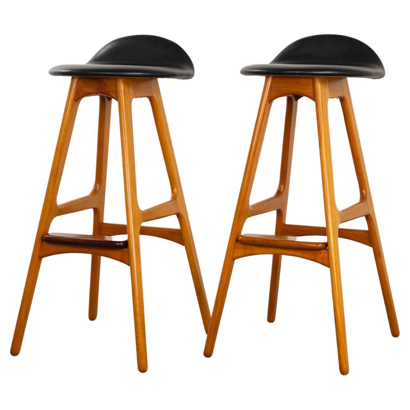 Three Erik Buch Teak Bar Stools at 1stDibs
