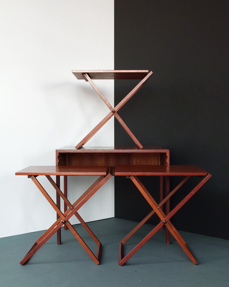 Teak Nesting Folding Tables by Illum Wikkelsø for Silkeborg at 1stDibs