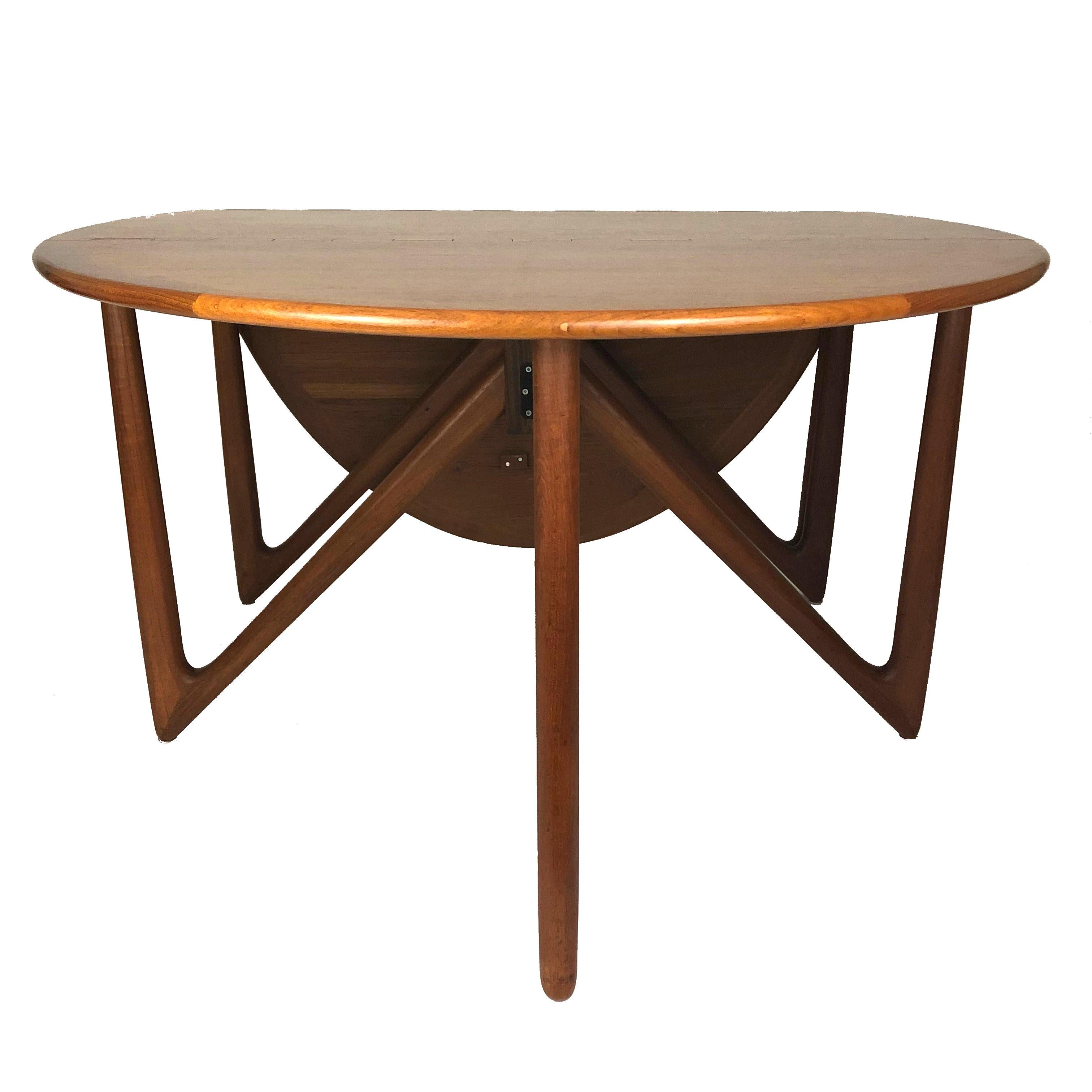 Teak Oval Drop-Leaf Table by Kurt Østervig for Koefoeds Hornslet at 1stDibs
