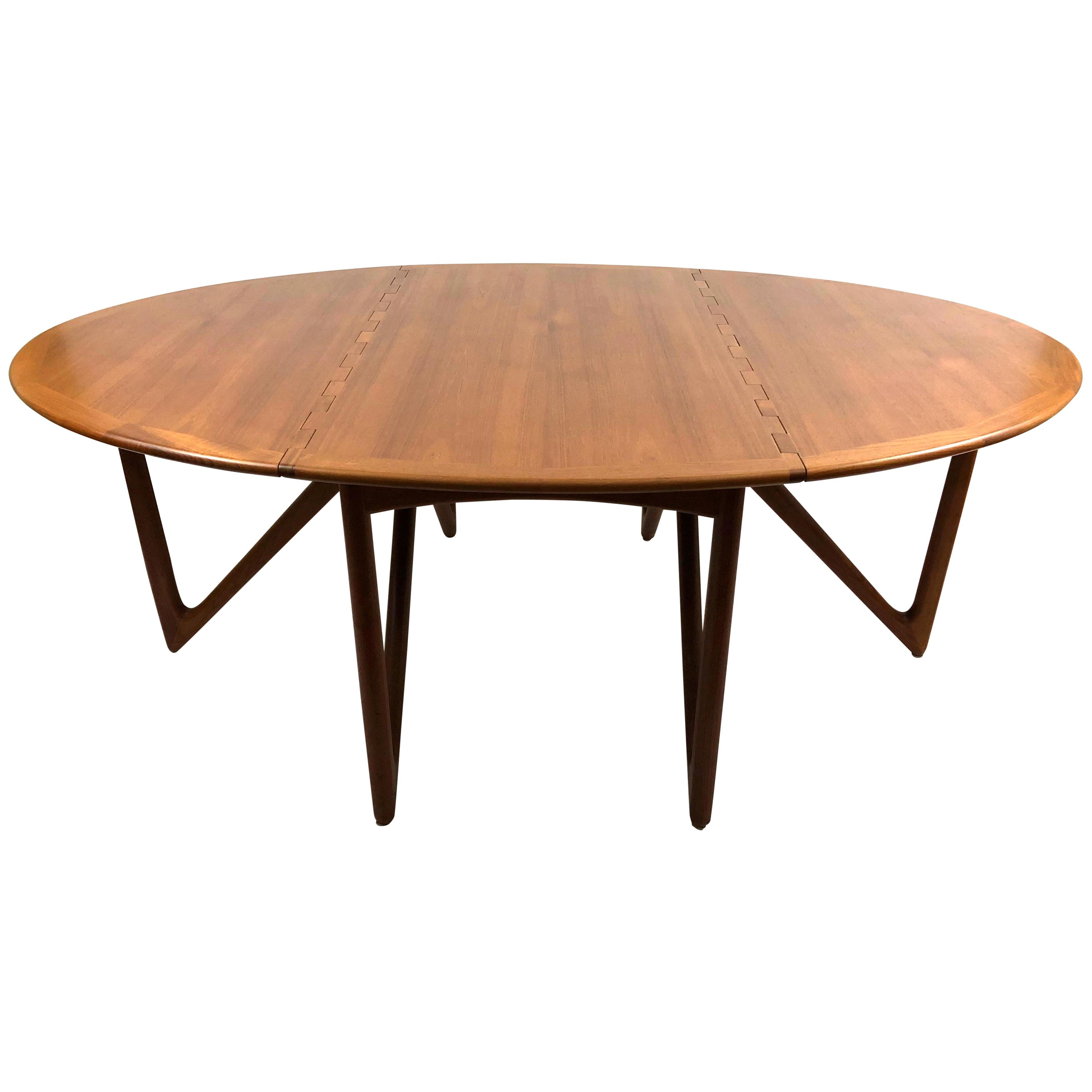 Teak Oval Drop-Leaf Table by Kurt Østervig for Koefoeds Hornslet at 1stDibs
