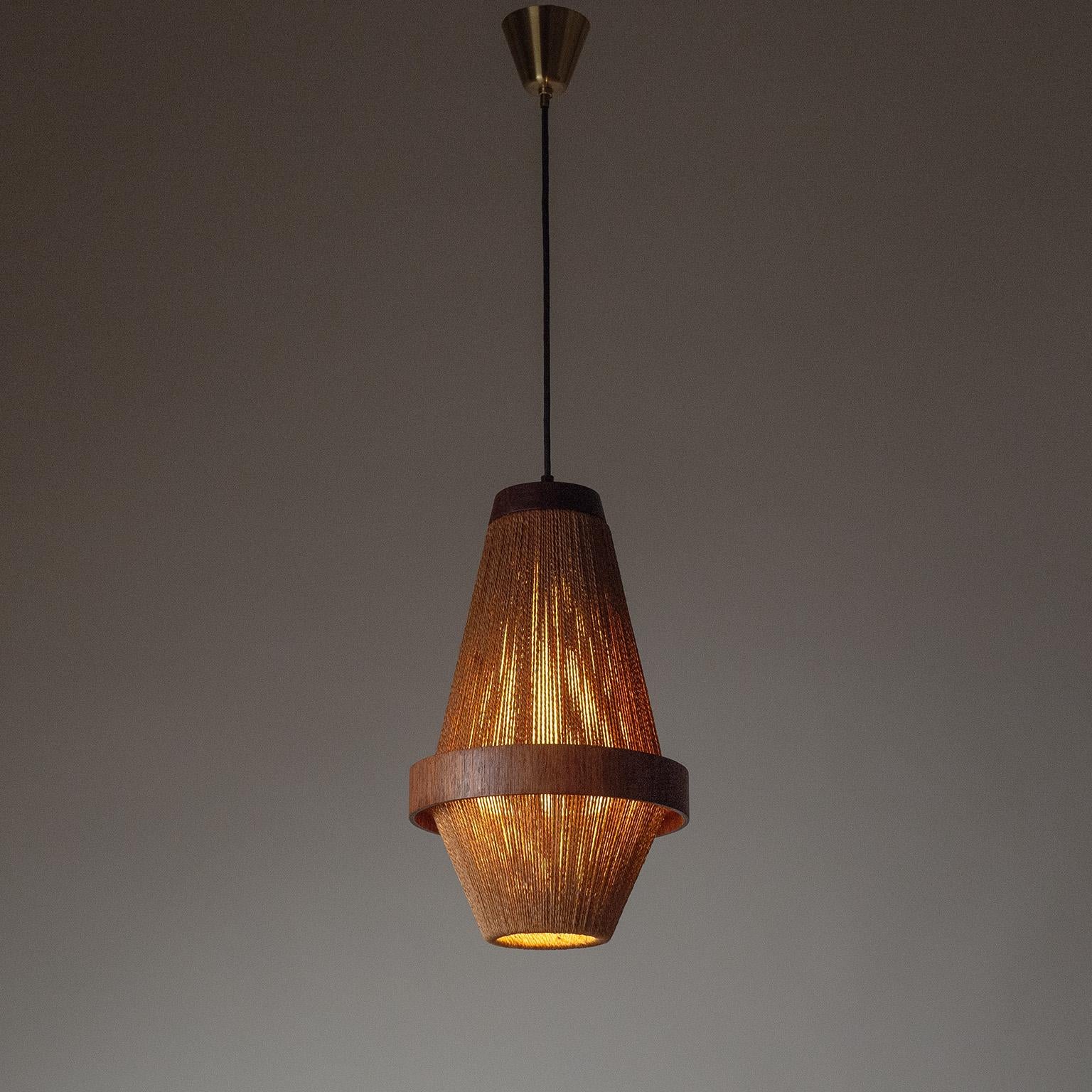 Teak and Rope Pendant by Ib Fabiansen for Fog&Mørup, 1960s at 1stDibs