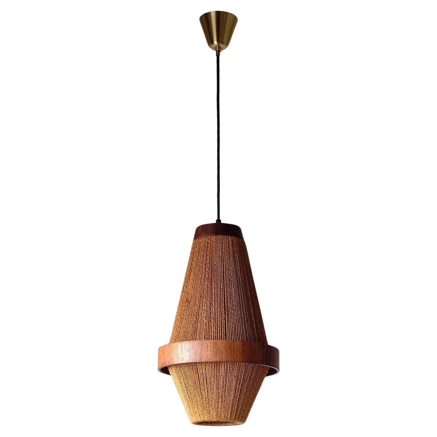 Teak and Rope Pendant by Ib Fabiansen for Fog&Mørup, 1960s at 1stDibs