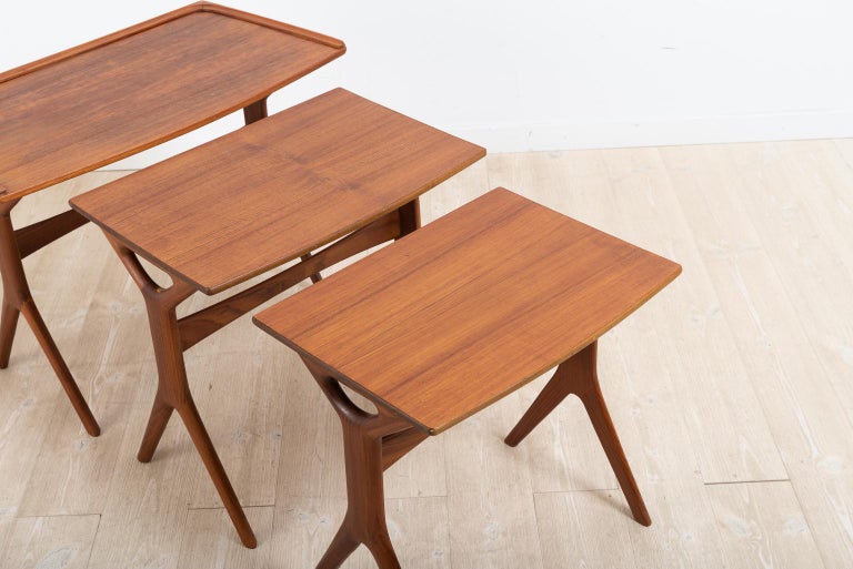 Teak Set of Danish Nesting Tables by Johannes Andersen Silkesborg For ...