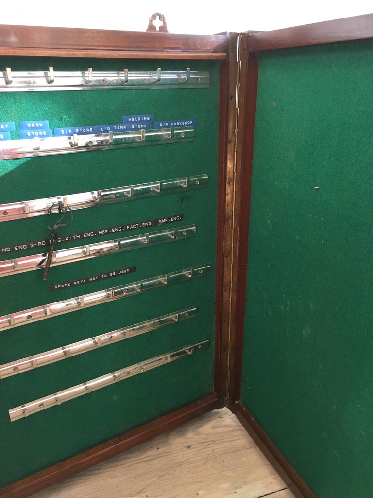 Teak Ship's Nautical Key Storage Cabinet, 1970s at 1stDibs