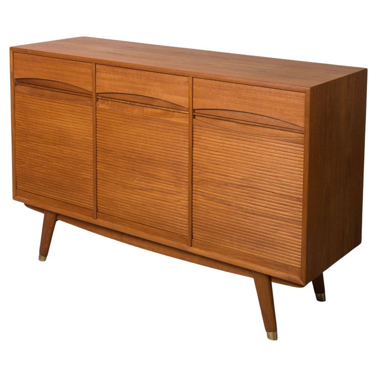 Teak Sideboard with tambour doors, Norway, 1960s at 1stDibs