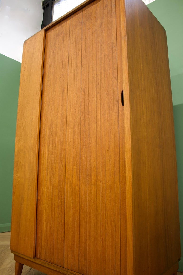 Teak Tambour Wardrobe from Austinsuite, 1960s at 1stDibs
