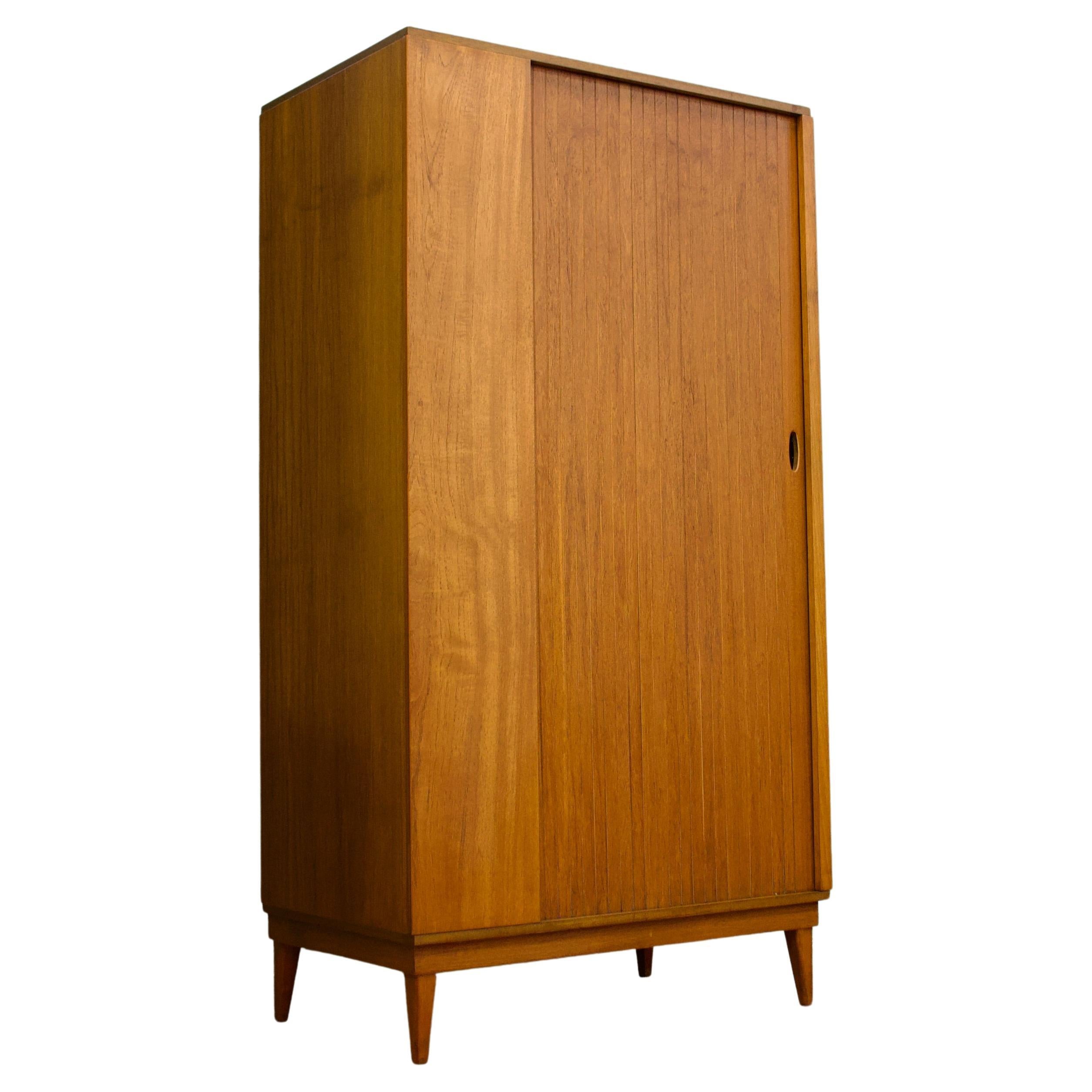 Teak Tambour Wardrobe from Austinsuite, 1960s at 1stDibs