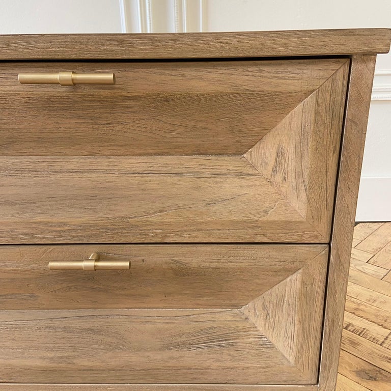 Teak Wood and Brass Night Stand with Soft Close Drawers For Sale at ...