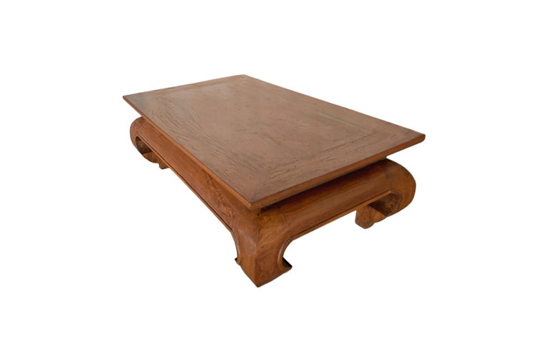 Teak Wood Low Table with Curved Legs and Subtle Carved Detailing For ...