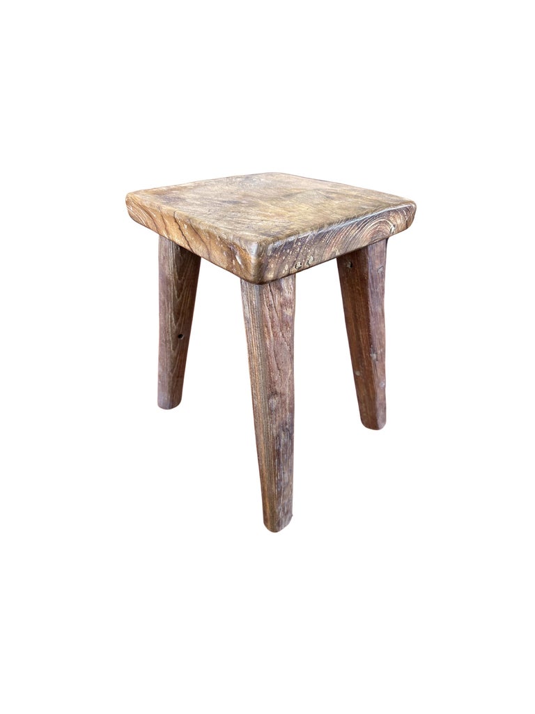 Teak Wood Stool, Modern Organic For Sale at 1stDibs