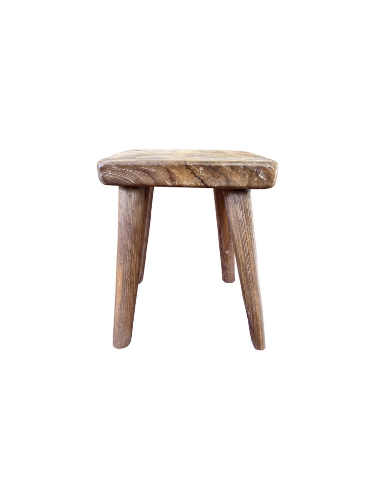 Teak Wood Stool, Modern Organic For Sale at 1stDibs