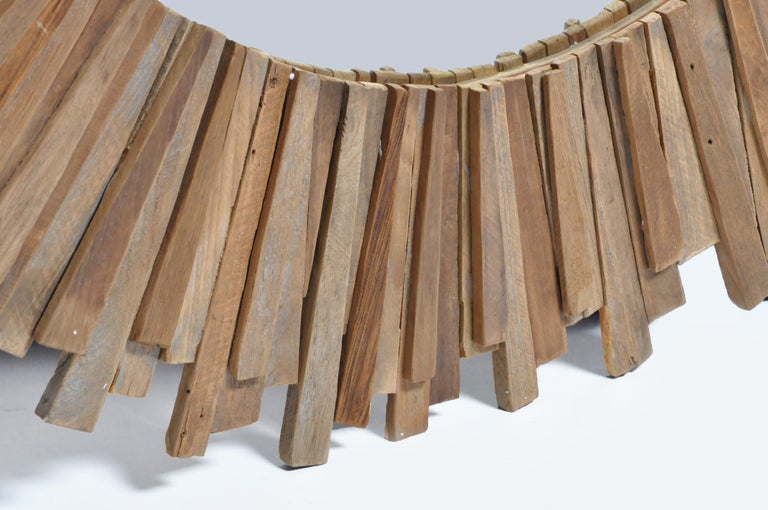 Teak Wood Sunburst Mirror at 1stDibs
