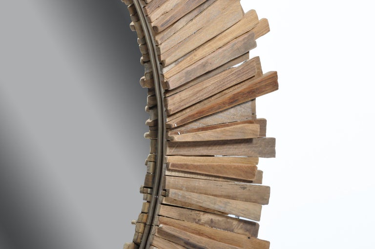Teak Wood Sunburst Mirror at 1stDibs
