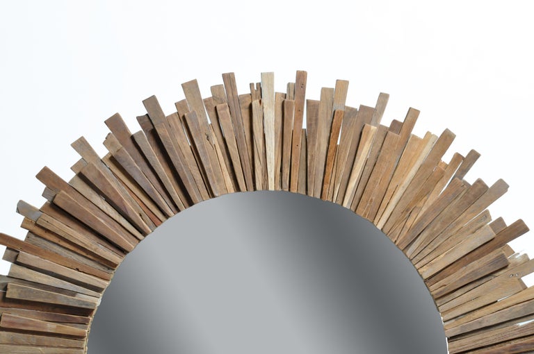 Teak Wood Sunburst Mirror at 1stDibs