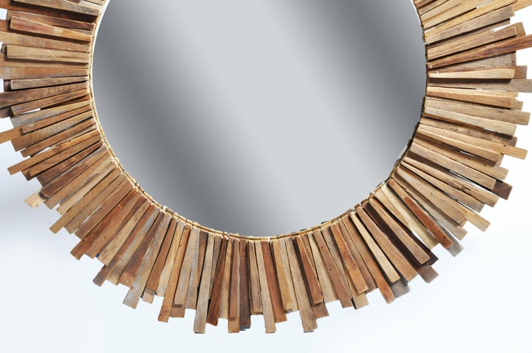 Teak Wood Sunburst Mirror at 1stDibs