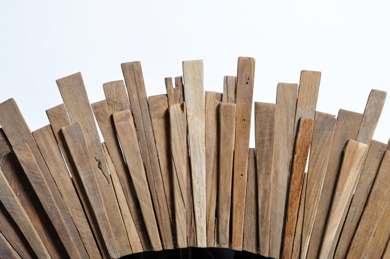 Teak Wood Sunburst Mirror at 1stDibs