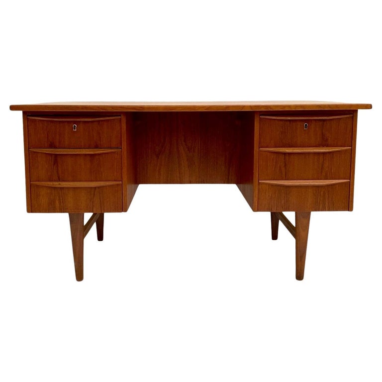 Teak Writing Desk with Scalloped Handles Mid Century 1960s Danish For ...