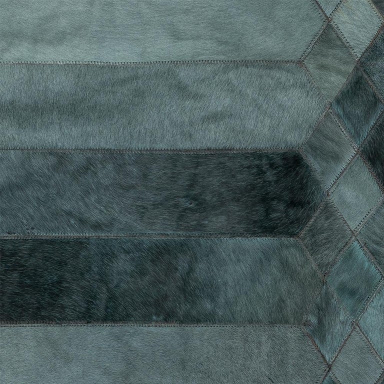 Teal, Art Deco Inspired Customizable Largo Teal Cowhide Area Floor Rug ...