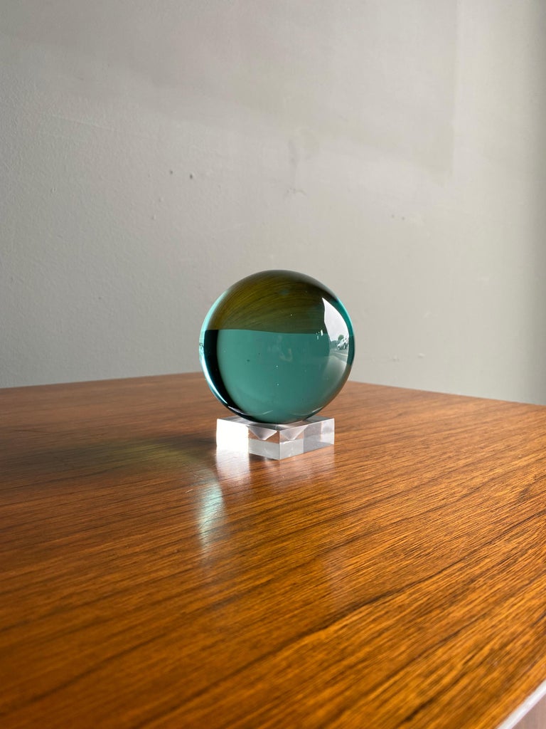 Teal Crystal Ball, circa 1985 For Sale at 1stDibs
