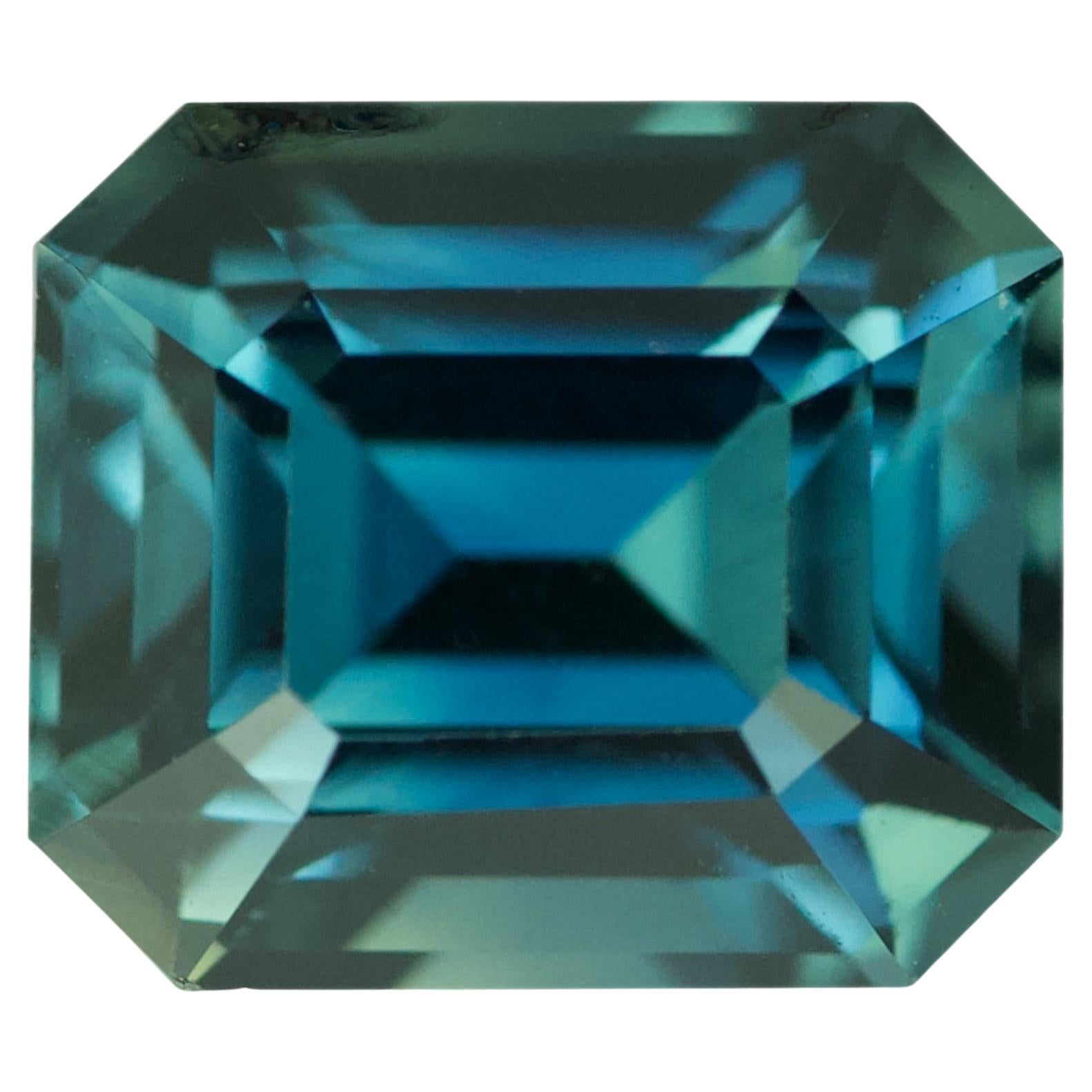 Teal Sapphire 1.78ct Emerald Cut Natural Heated, Loose Gemstone For Sale at 1stDibs | teal gemstones