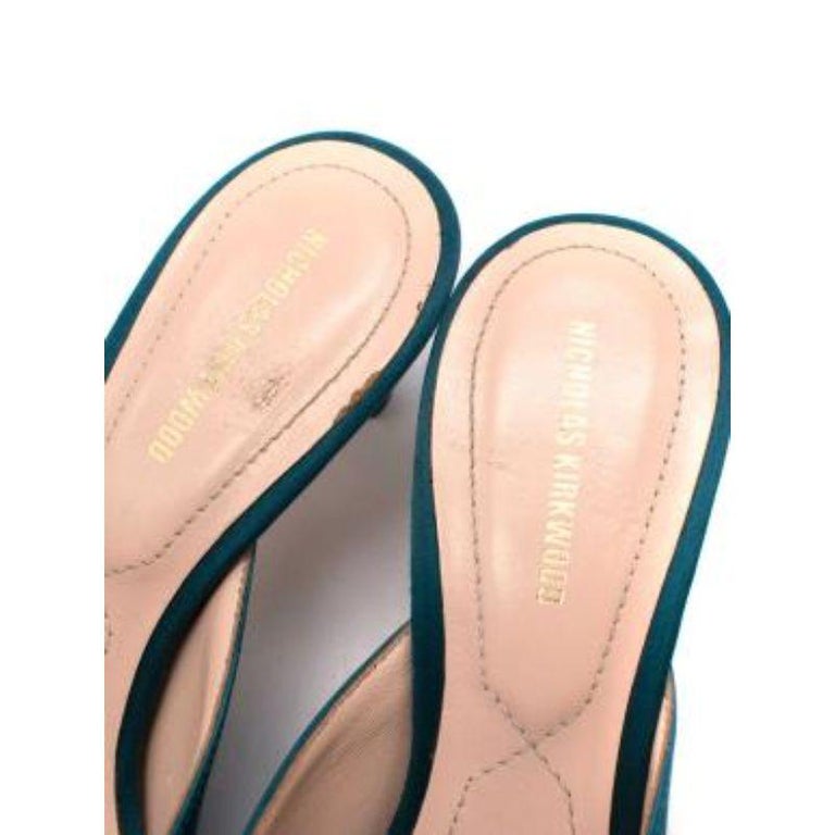 Teal Satin Embellished Mules For Sale at 1stDibs