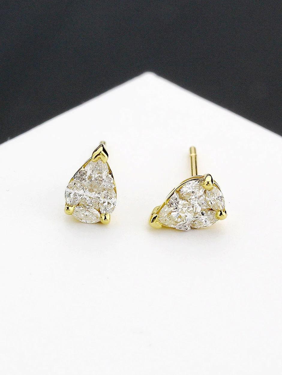 Neptune Tear Drop Baguette Round Earring For Sale at 1stDibs