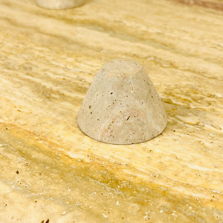 Tear-Shape Top Three Leg Travertine Stone Table For Sale at 1stDibs