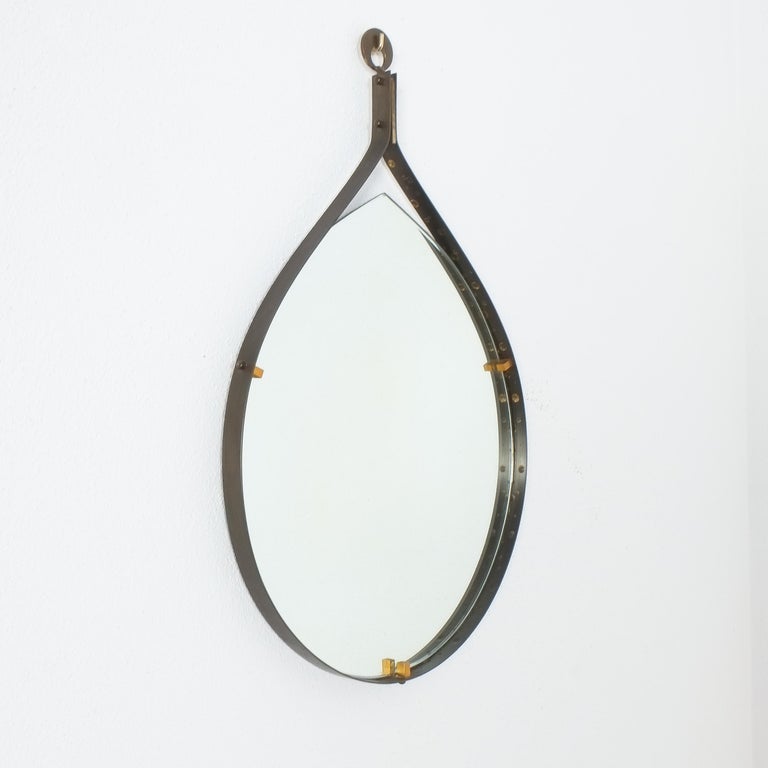Teardrop Mirror Iron Brass, Midcentury, Italy For Sale at 1stDibs ...