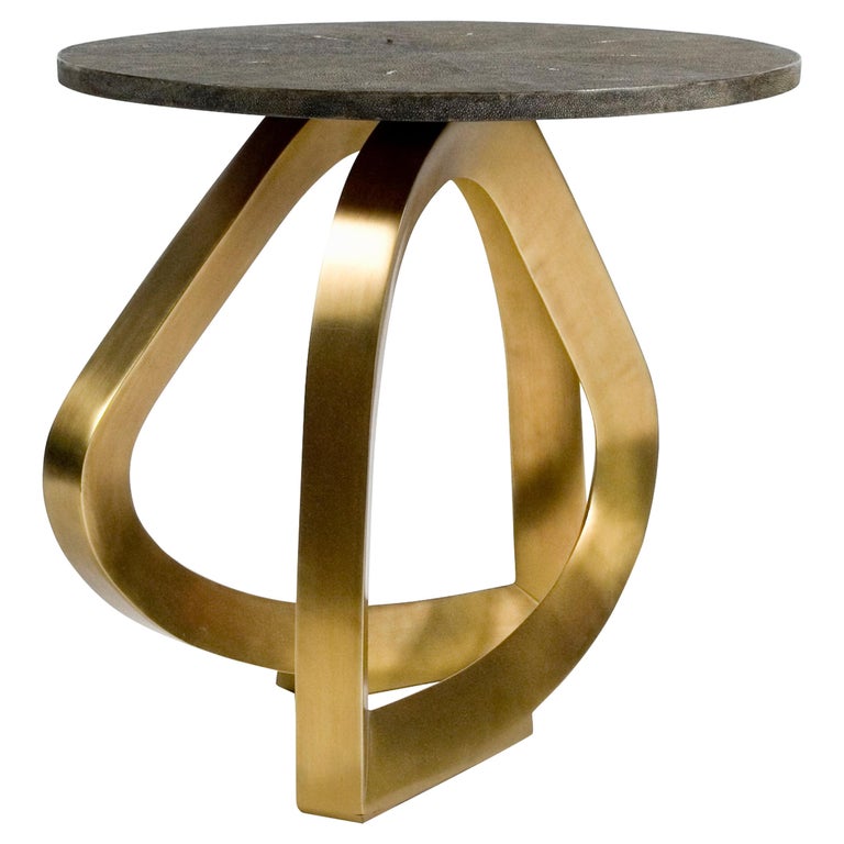 Teardrop Side Table in Shagreen and Bronze-Patina Brass by Kifu Paris ...