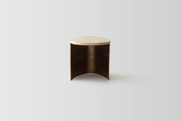 Teardrop Side Table Set of 2 in Brass and Travertine by Atra For Sale ...