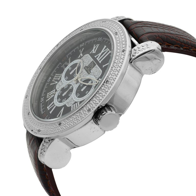 Techno Master Stainless Steel Geniune Diamonds Black Dial Mens Watch ...