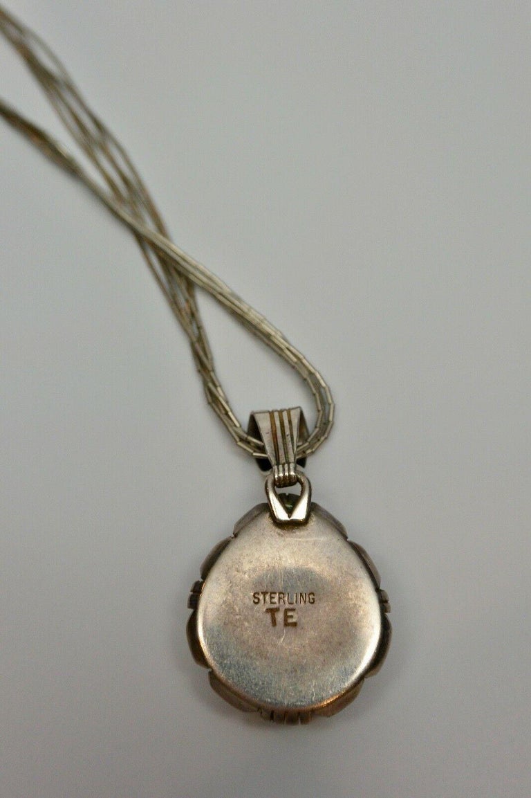 Ted Etsitty Navajo Turquoise Pendant On Liquid Silver Multi-Strand ...