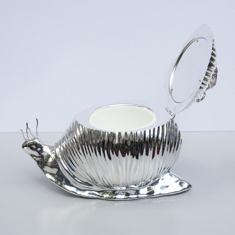 Teghini Silver Plated Snail Ice Bucket, Italy, 1977 at 1stDibs