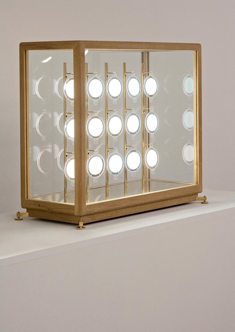 Teka Teak and Brass OLED Sculpture/Table Lamp, Designed by Aldo Cibic ...