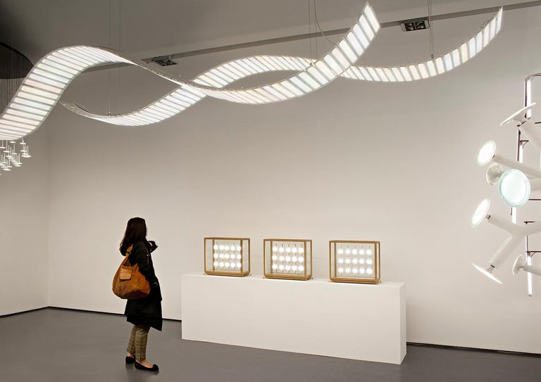 Teka Teak and Brass OLED Sculpture/Table Lamp, Designed by Aldo Cibic ...