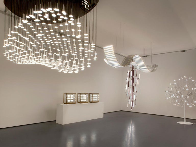 Teka Teak and Brass OLED Sculpture/Table Lamp, Designed by Aldo Cibic ...