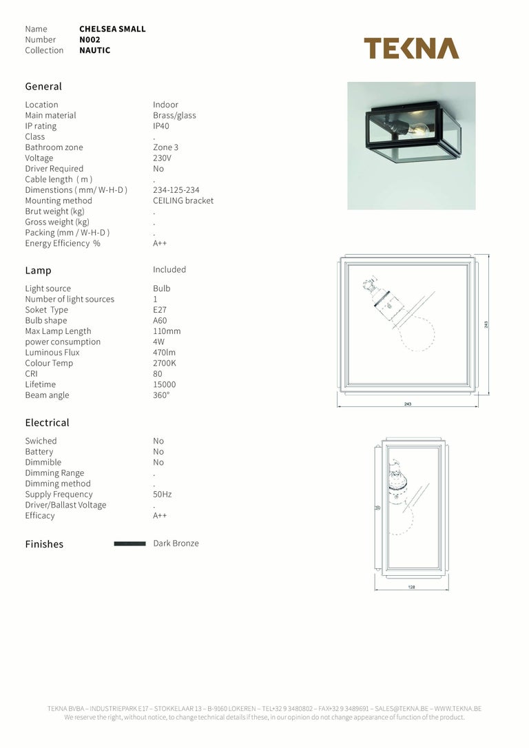 Tekna Chelsea Small Ceiling Light with Dark Bronze Finish and Frosted ...