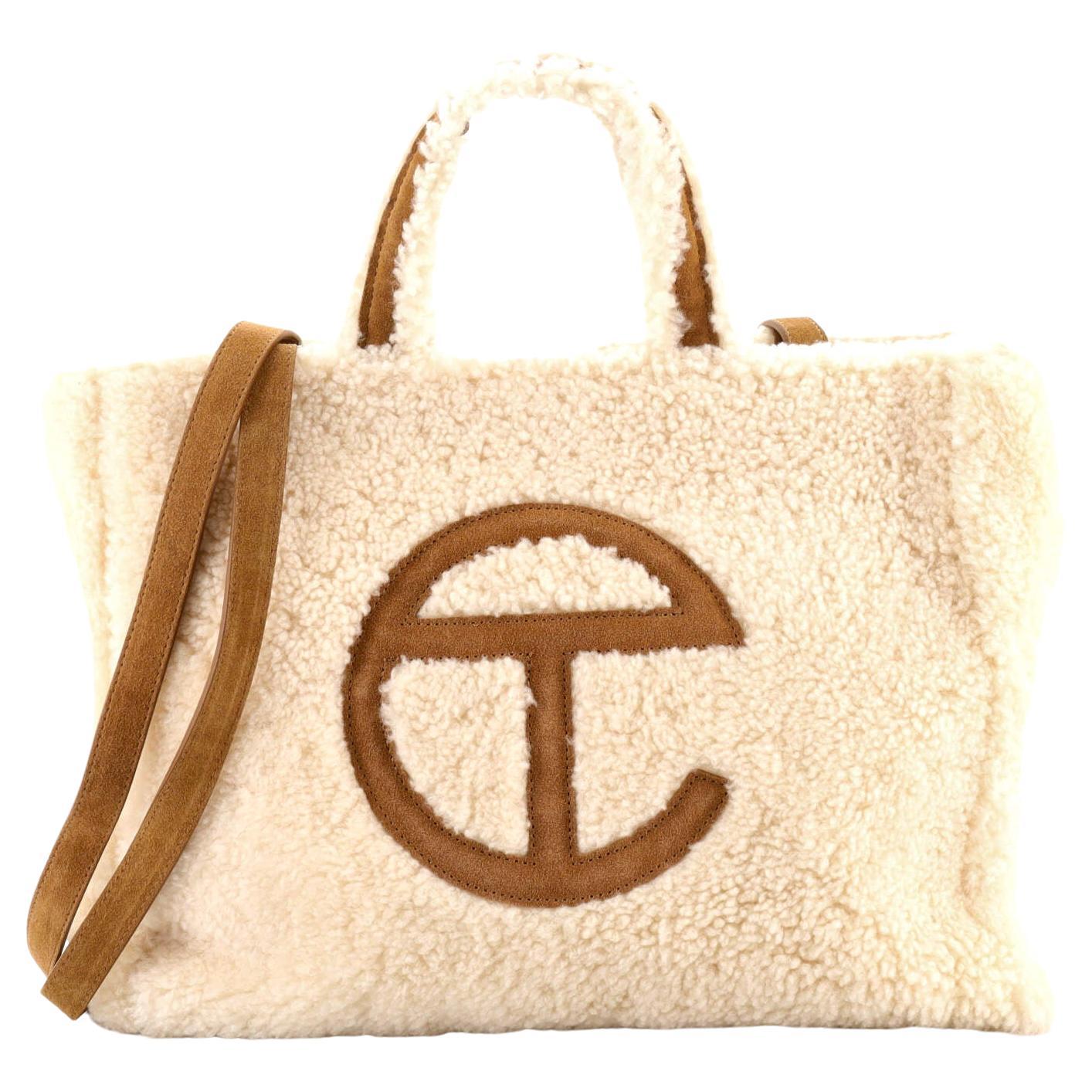 Telfar UGG Reverse Shopping Tote Shearling and Suede Small at 1stDibs