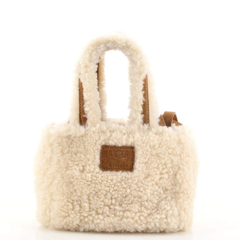 Telfar UGG Reverse Shopping Tote Shearling and Suede Small at 1stDibs