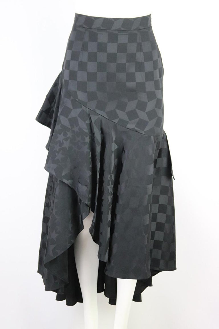 Temperley London Cyndie Asymmetric Satin Jacquard Midi Skirt UK 8 For ...
