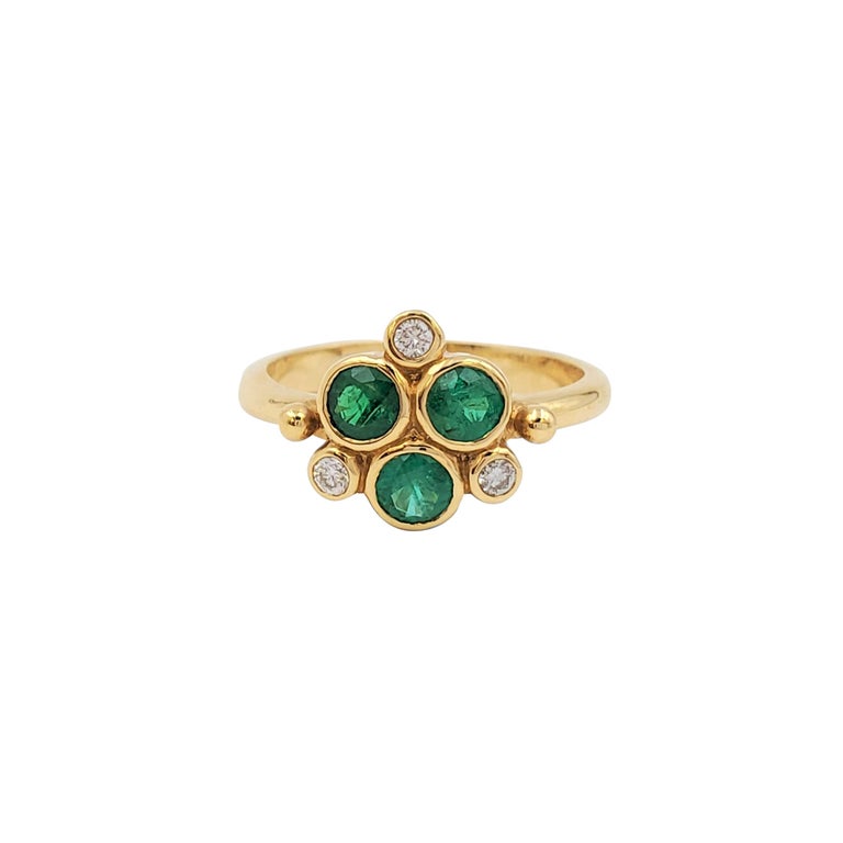 Temple St. Clair Yellow Gold Emerald and Diamond Ring at 1stDibs