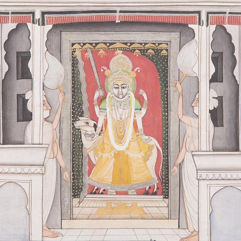 "Temple with Tiger, " Indian Mughal Miniature Painting, c. 1850 For ...