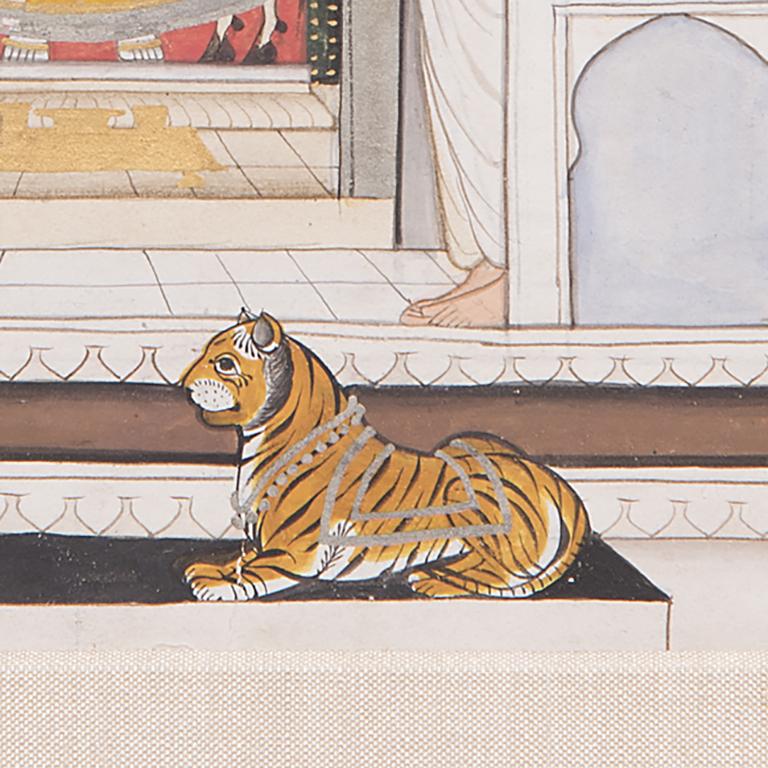 "Temple with Tiger, " Indian Mughal Miniature Painting, c. 1850 For ...