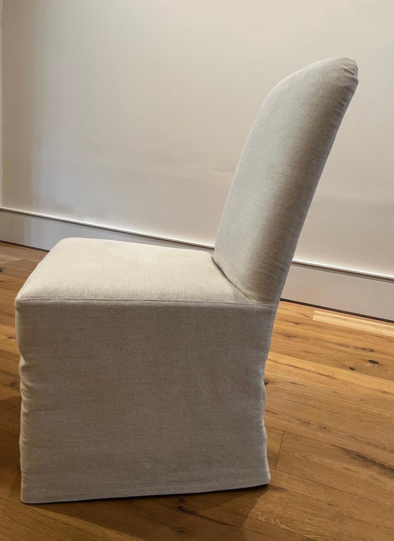 Ten '10' Classic Armless, Slip Covered Dining Chairs in Natural Hemp ...