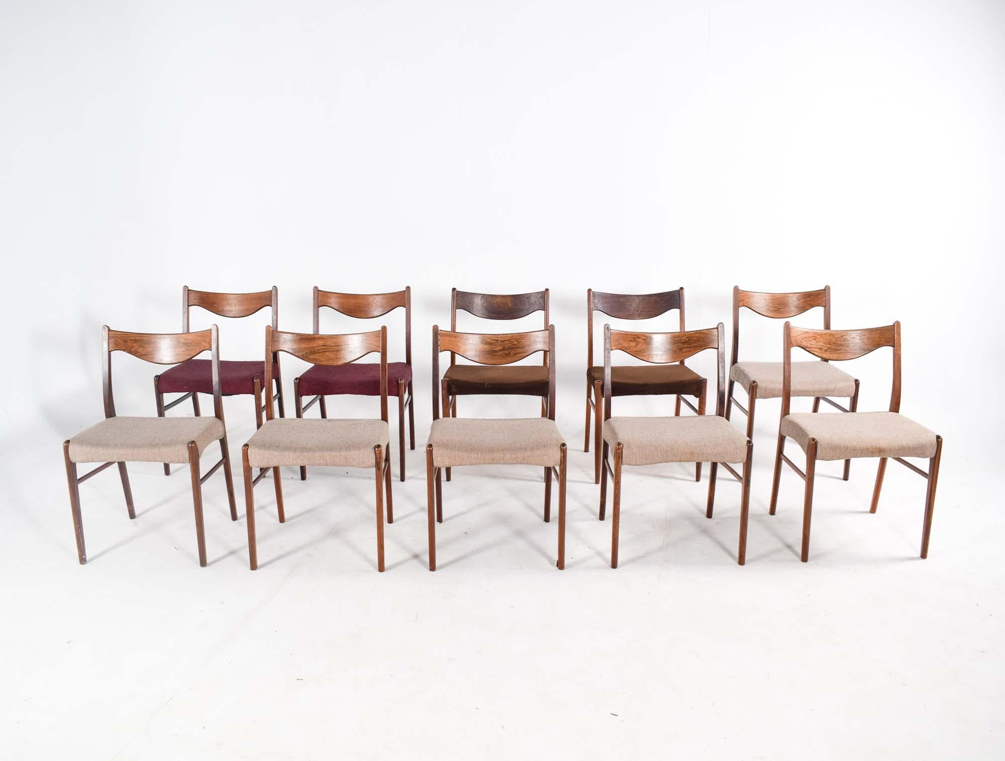 Ten Arne Wahl Iversen Gs60 Dining Chairs in Rosewood for Glyngore ...