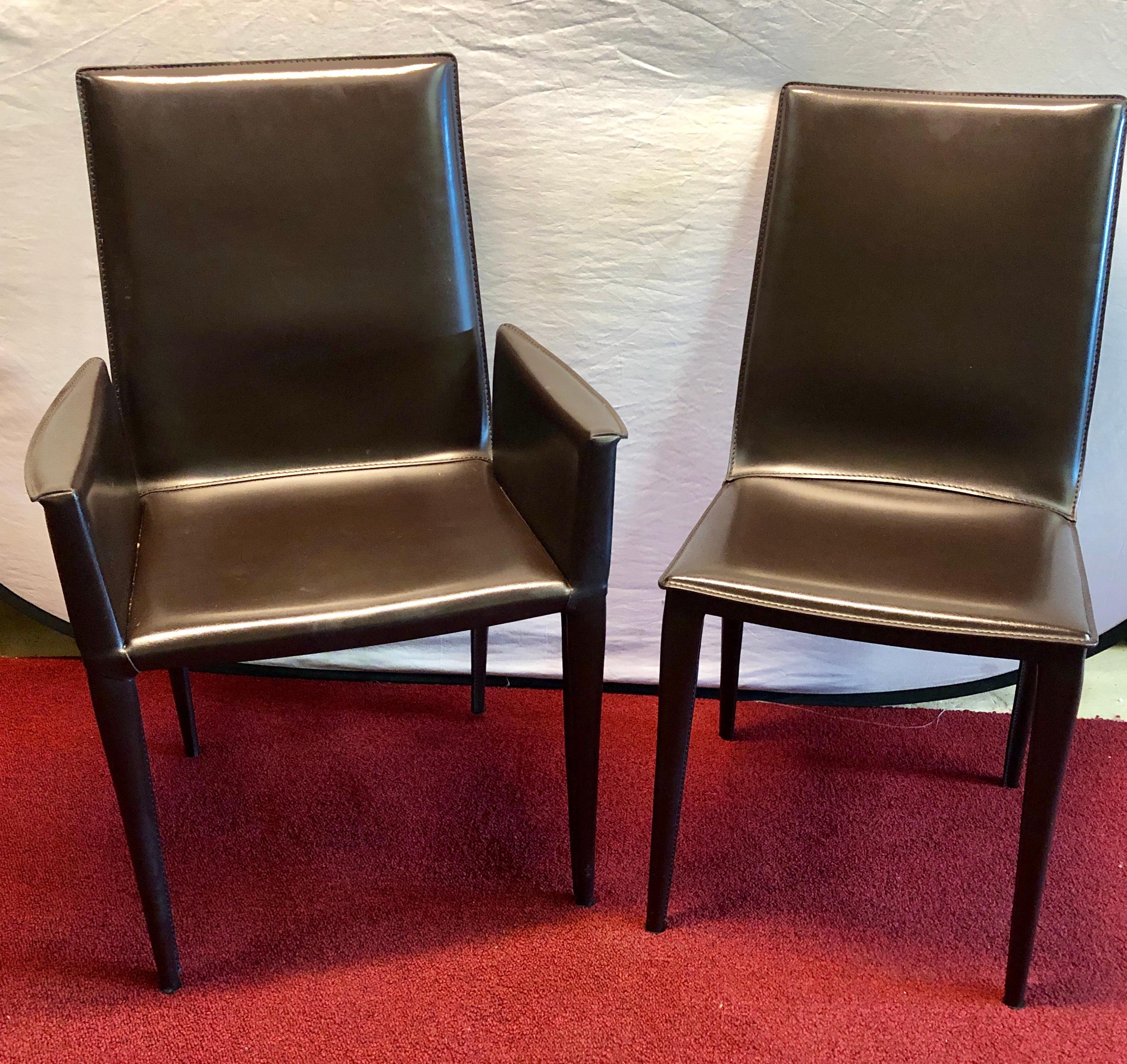 Ten Frag Italian Leather Dining Chairs Marchio Collection by Design ...